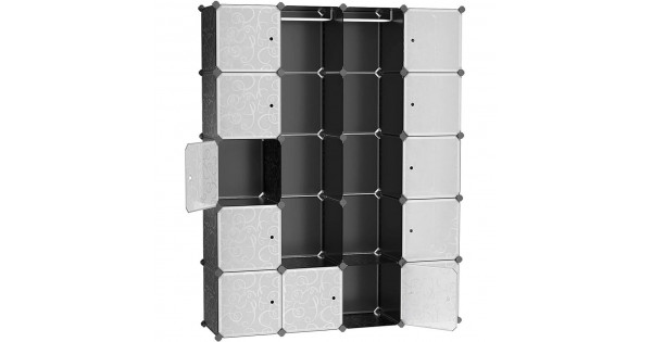 SONGMICS Dulap de depozitare modular, 12 compartimente inchise, 2 sine ...