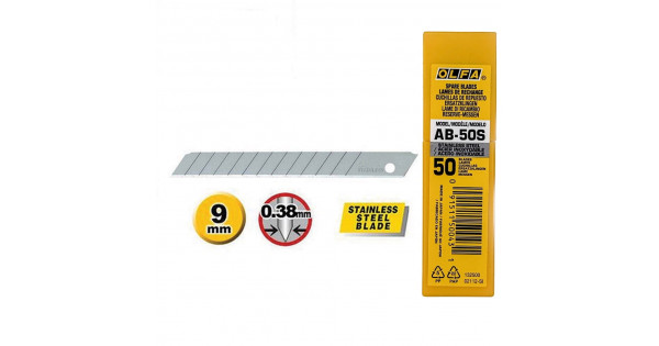 Set AB-50S - lame japoneze de 9 mm din inox, 50 bucati, Olfa - MagnetCenter.ro